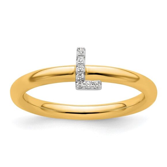 Kazi Luxury | Jewelry | Kazi Luxury 4k Yellow Gold Stackable Diamond Initial L Ring | Poshmark
